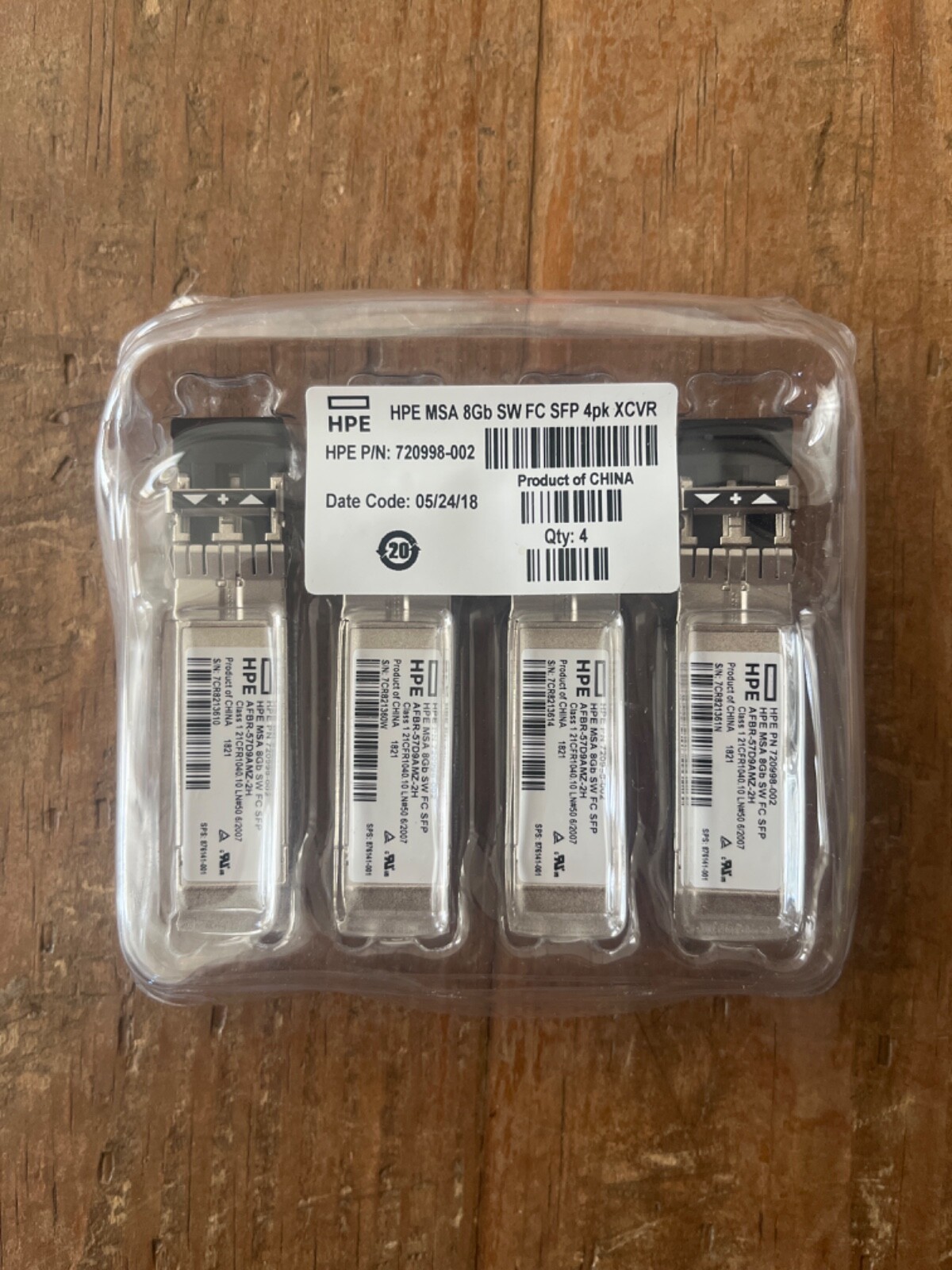 hpe msa 8gb sw fc sfp 4pk xcvr fiber transceiver- PN720988-002 | eBay