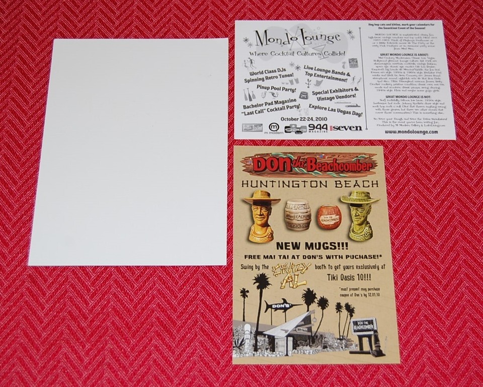Lot of 3 Vintage Tiki Ad Card Don The Beachcomber, Hula Hut, Mondo ...