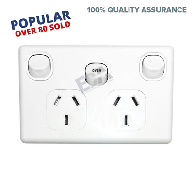 Double Power Point GPO with OVEN 32 Amp Extra Switch Wall Outlet modern ...