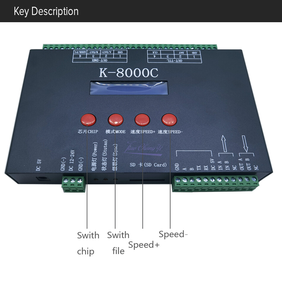 DMX512 LED Pixel RGB Color K-8000C Controller DC5-24V For WS2811 WS2812 ...