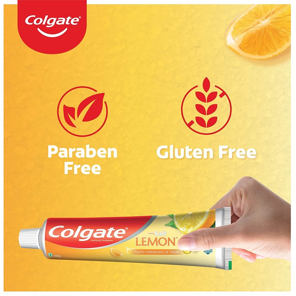 Colgate Active Salt Lemon Toothpaste | Fights Yellowness of Teeth | 100 ...