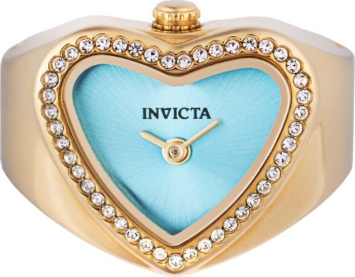 NEW Invicta Women's 18.5mm Angel Ring Quartz Gold Tone Light Blue Dial ...