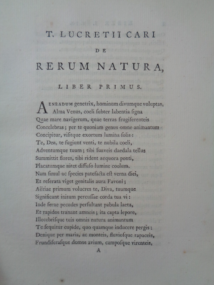 1759 DE RERUM NATURA LIBRI SEX TITUS LUCRETIUS CARUS published by ...
