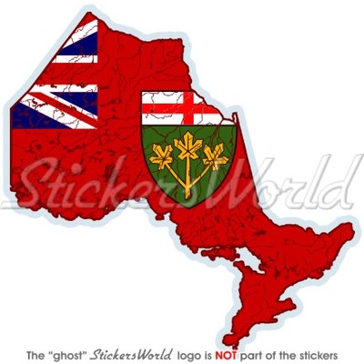 ONTARIO Province Map-Flag Canada Canadian Vinyl Bumper Sticker, Decal ...