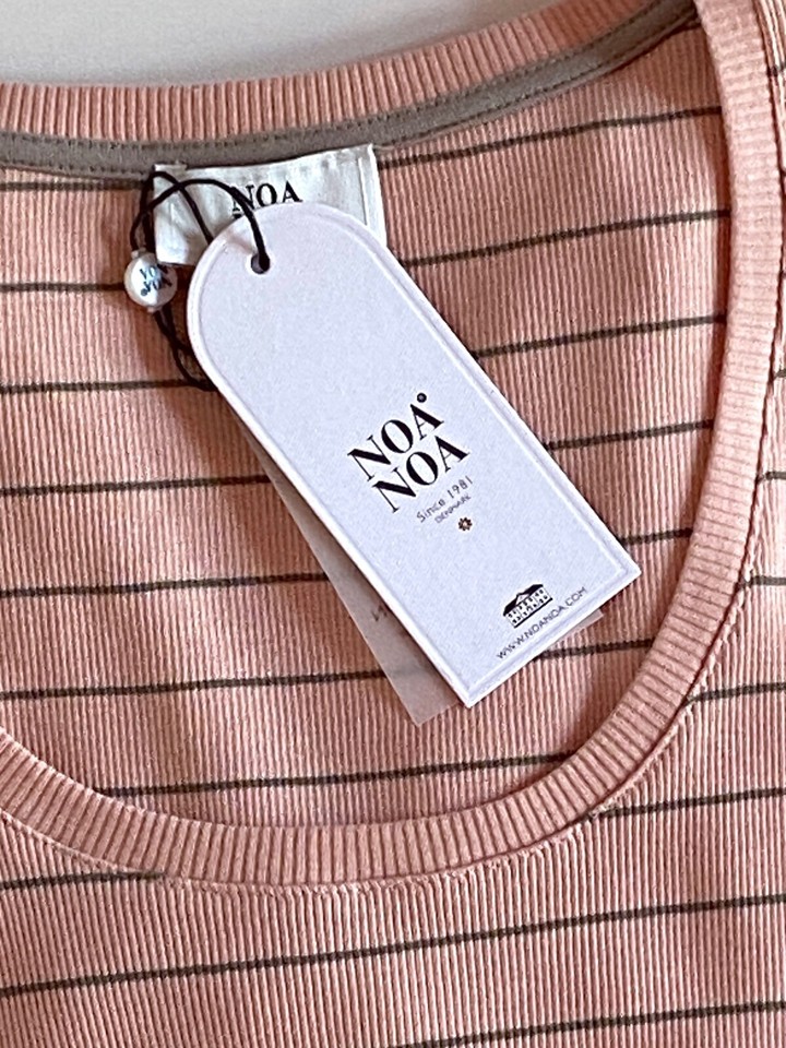 Noa Noa Shirt Kurzarm Essential Organic Rib Stripe Art Rose size: S Neu ...
