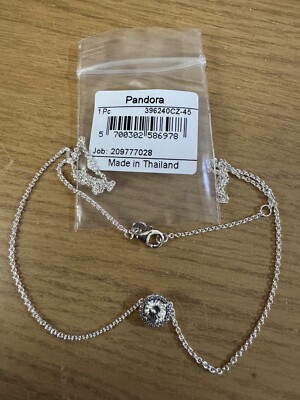 PANDORA Round Sparkle Halo Necklace 396240CZ-45 | eBay UK