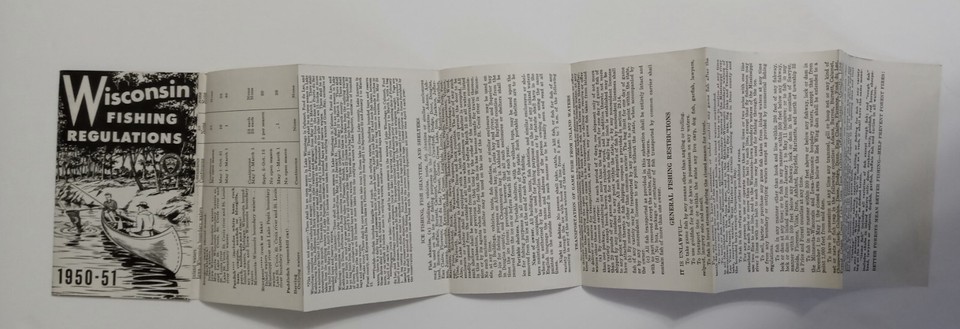 VTG Original Wisconsin Fishing Regulations 1950-51 Foldable Pamphlet | eBay