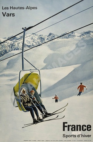 Les hautes vintage french alps ski travel poster repro 16x24 | eBay