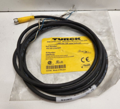 NEW OLD STOCK! TURCK 2M 2A 125V 4W PICOFAST MOLDED CORDSET PKG 4M-2/S90 ...