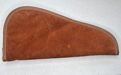 Vintage 16” Suede Leather Gun Carrying Case Fleece Pistol Revolver ...