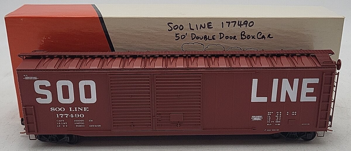 Pacific Rail S Scale 50' DBL SLDG DR SOO Line Boxcar #177490 LN/Box