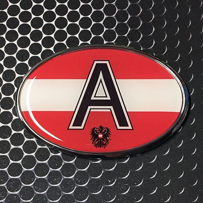 AUSTRIA Oval Flag CHROME Emblem Proud Car OVAL Domed sticker 3D 3.25"x ...