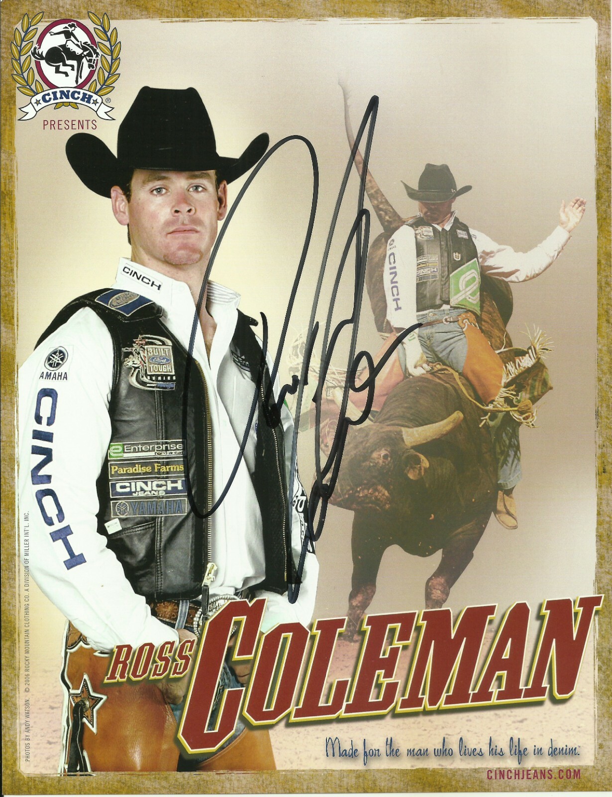 Ross Coleman PBR Professional Bull Riders Autograph 8x11 Signed Photo ...
