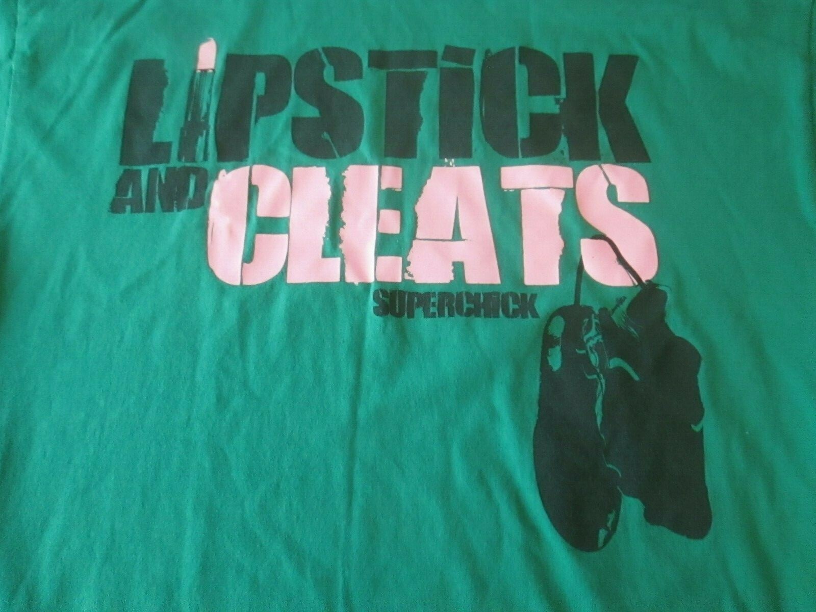 Vintage SUPERCHICK Lipstick & Cleats T-Shirt Green Size Large 50/50 | eBay