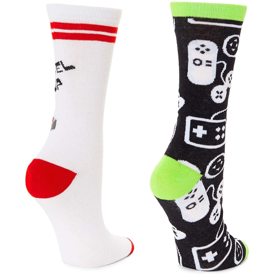 2 Pairs Crew Socks for Men Women, Unisex Video Game Funny Novelty Sock ...