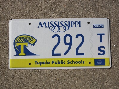 Mississippi Tupelo Public Schools License Plate MS Golden Wave 292TS | eBay