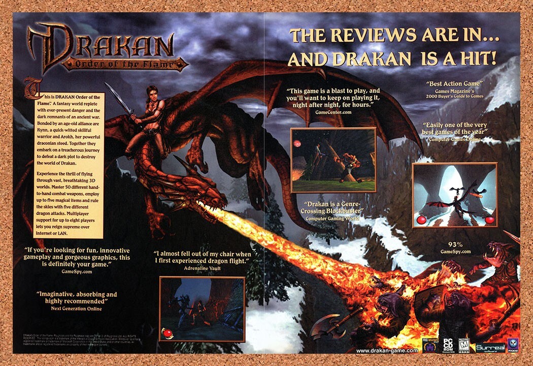 Drakan Order Of The Flame PC v2 Original 1998 Ad Authentic Video Game ...