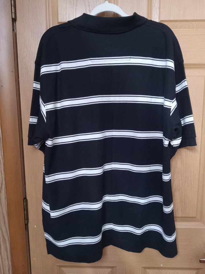 Seigfreid & Company Mens Sz Xxl Black Striped Polo Shirt Nwt | eBay