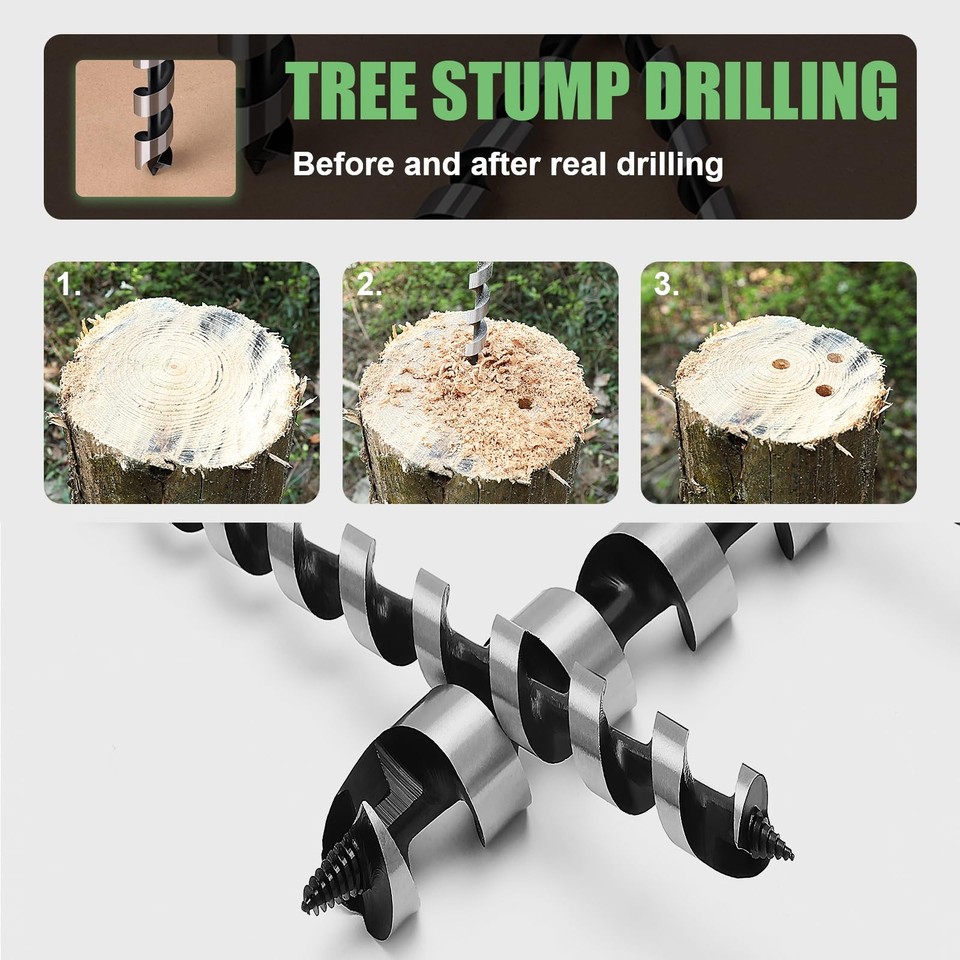 1-1/8 x 13.8 Auger Drill Bit, Hex Shank, Ship Auger, Wood, Plastic, DIY ...