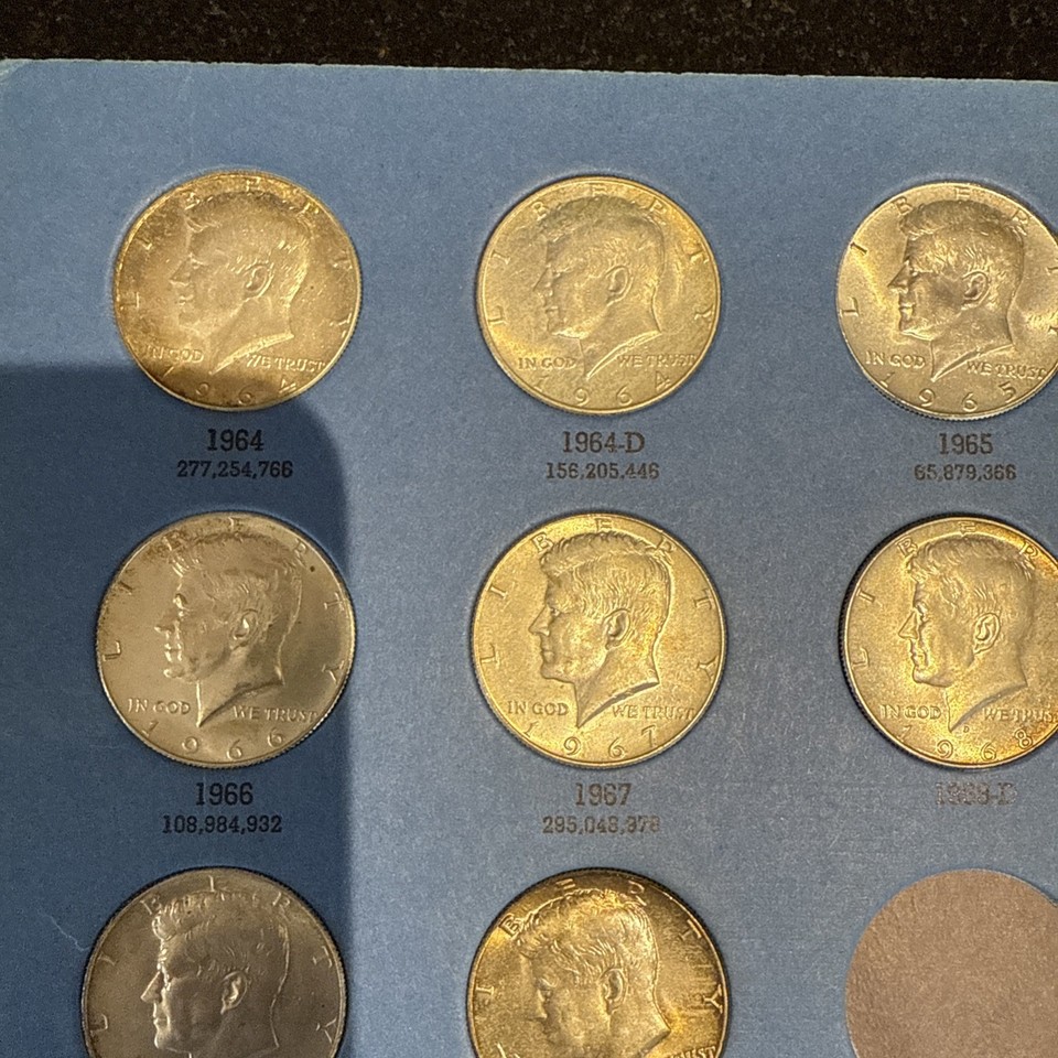 SILVER KENNEDY HALF-DOLLAR COLLECTION BOOK, 13 DIFFERENT 50c PIECE COINS! | eBay