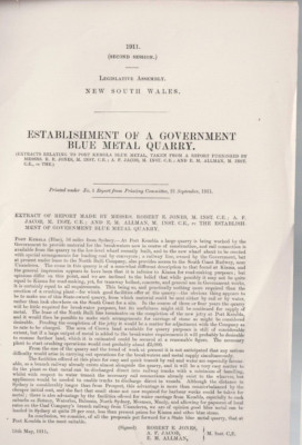 AUS PARLIAMENT PAPERS ,NSW 1911 , GOVERNMENT BLUE METAL QUARRY | eBay ...