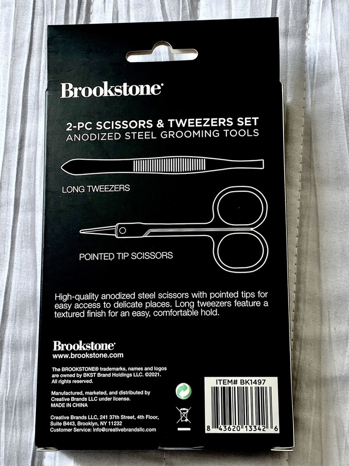 brookstone 2 pc scissors & tweezers set | eBay