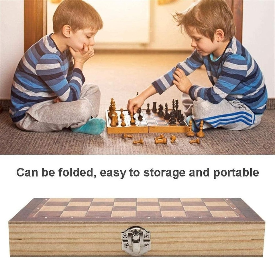 39cm XL Large Chess Wooden Set Folding Chessboard Pieces Wood Board ...