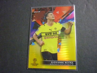Giovanni Reyna 2021-22 Topps Finest UEFA #56 Yellow Prism Refractor 51/ ...