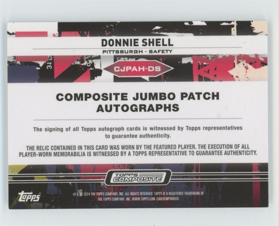 2023 Topps Composite Jumbo Patch Donnie Shell Auto /99 #CJPAH-DS TS1 | eBay