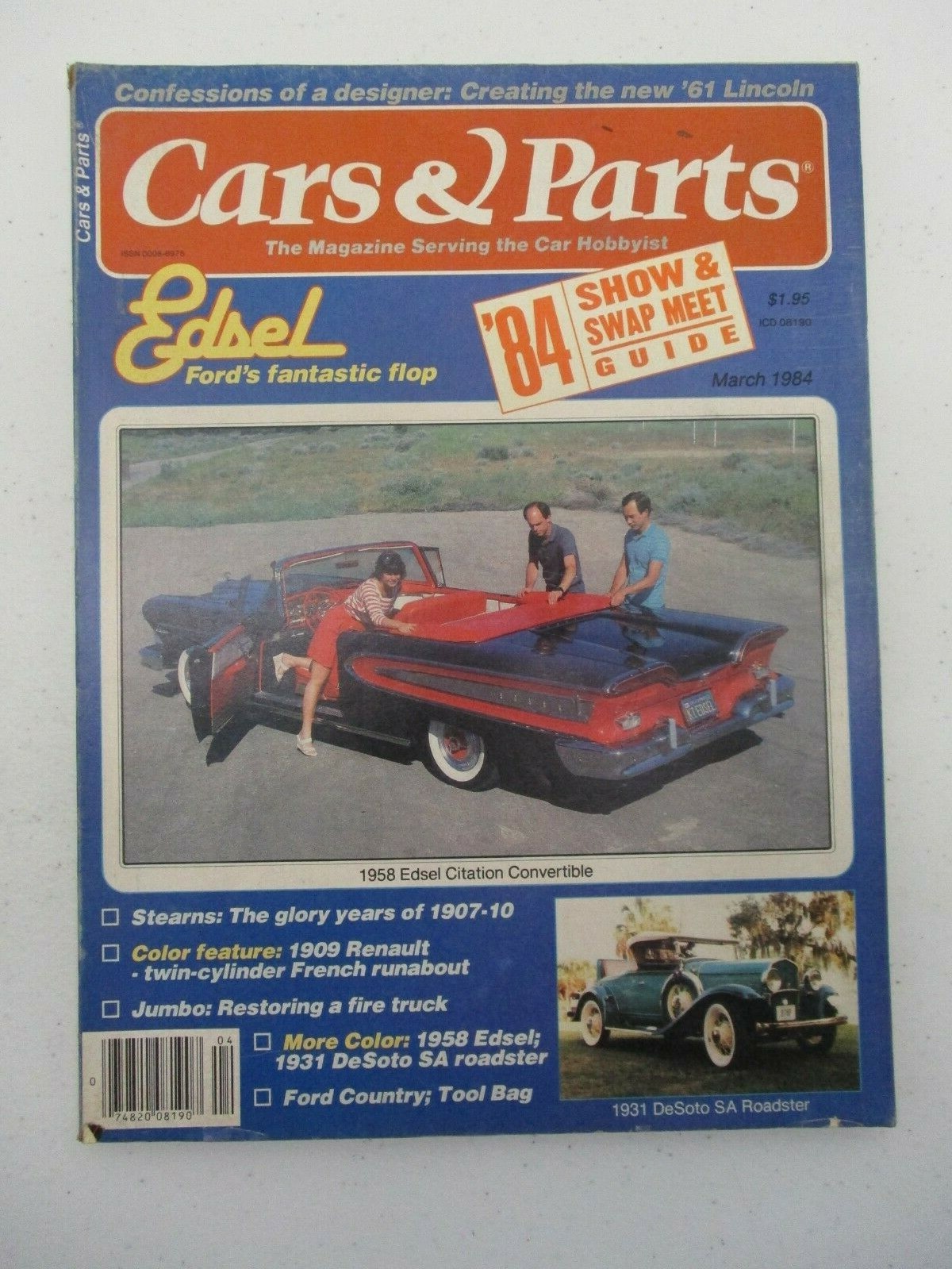 CARS & PARTS MAGAZINE MARCH 1984 VOL. 27 NO. 3 1958 EDSEL CITATION ...