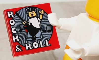 New LEGO Record Album ROCK N ROLL Printed cover 2x2 Red Vinyl Guitarist ...