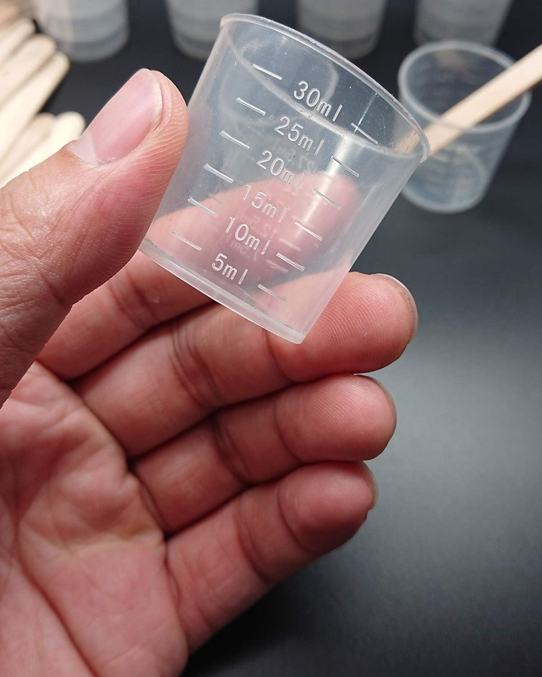 100 Pack 1oz/30ml Plastic Graduated Cups Transparent Scale Cups with 50 ...