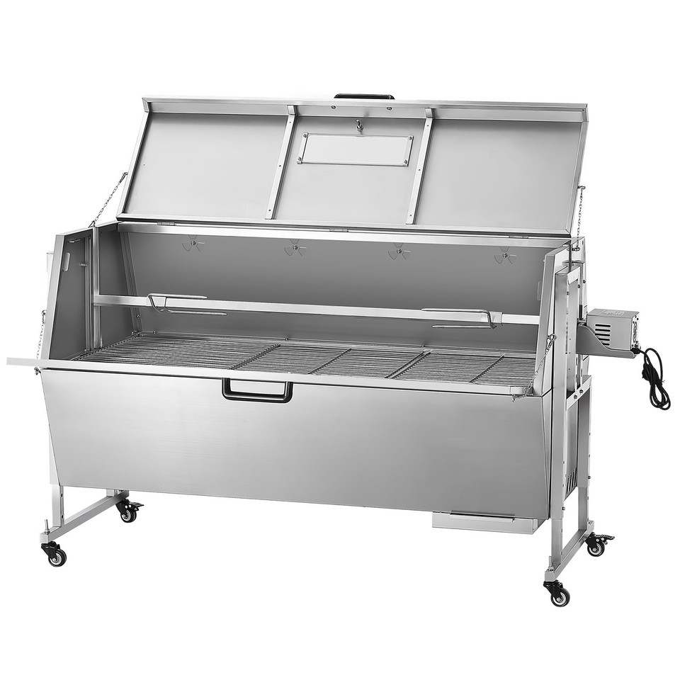 Roaster Spit Rotisserie BBQ Grill Pig Lamb Chicken Roaster with Cover ...