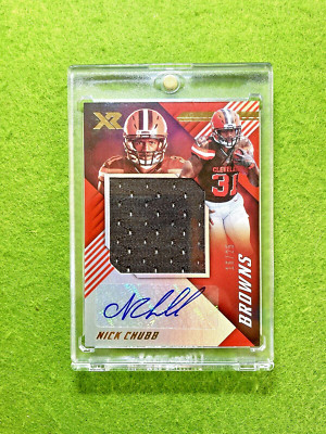 Nick Chubb AUTO RED PRIZM ROOKIE JERSEY CARD # /25 SSP RPA RC 2018 NICK ...