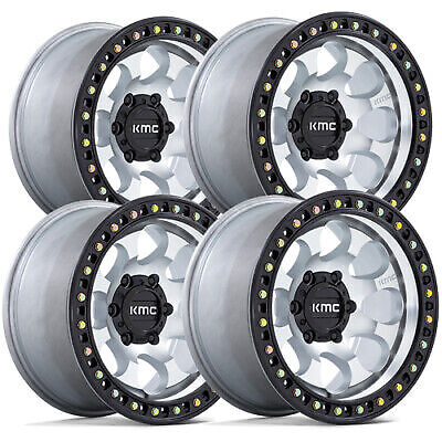 (Set-4) KMC KM550 Riot SBL 17x9 6x5.5" -12mm Black/Machined Wheels Rims ...