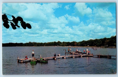 Knox Indiana IN Postcard Bass Lake At Winona Dock People Scene c1960's ...