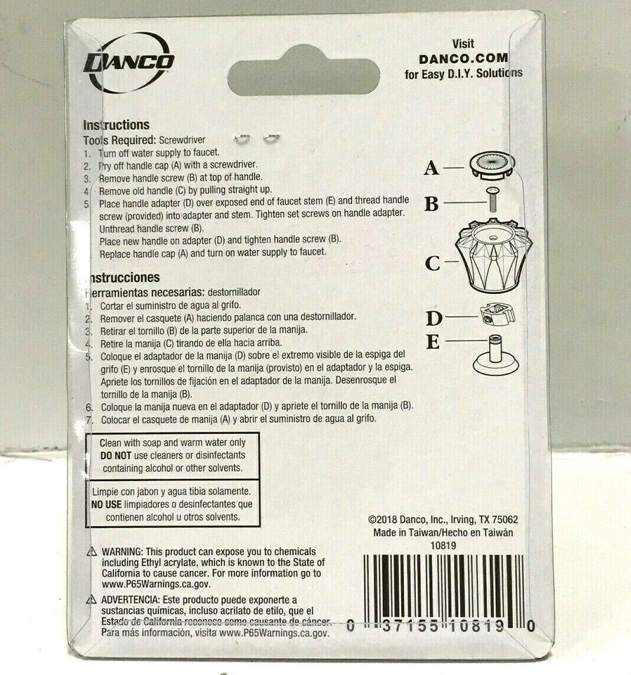 Danco Universal Vise Grip Faucet Handle Set 10819, Durable, Clear ...