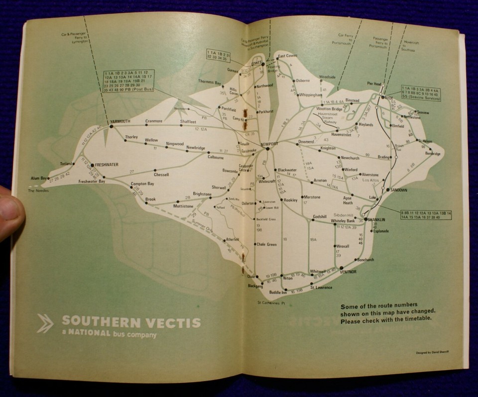 SOUTHERN VECTIS OMNIBUS ISLE OF WIGHT BUS COACH RAIL FERRY TIMETABLE ...