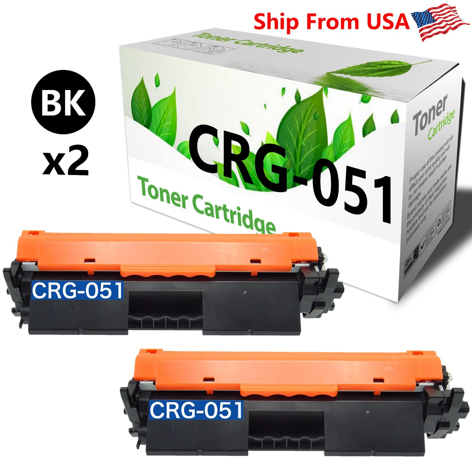 2-Pack CRG051 Toner Cartridge CRG-051 for ImageCLASS MF266dw LBP162dw ...