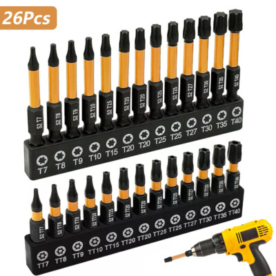 26pc Torx Security Bits - Tamper Resistant Design, Fits Safety Screws ...