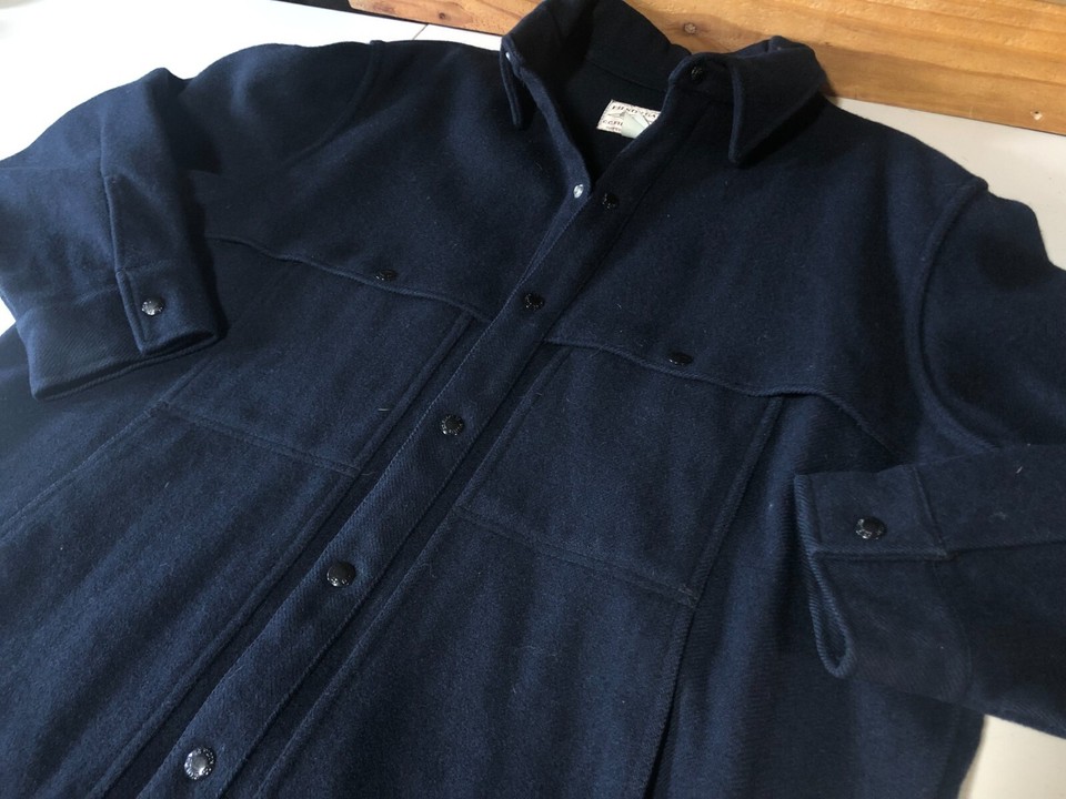 Filson Wool Cape Coat Style 95 XXL 2XL Navy Button Snap USA | eBay