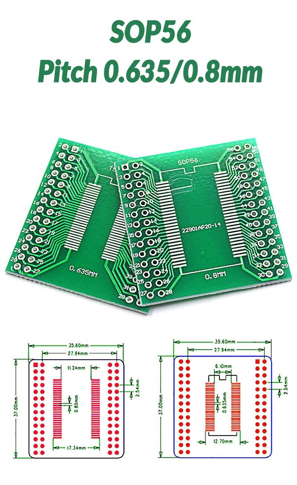 SOP SOT TQFP QFN to DIP Adapter Converter PCB Board Multiple Pitch 0.5 ...