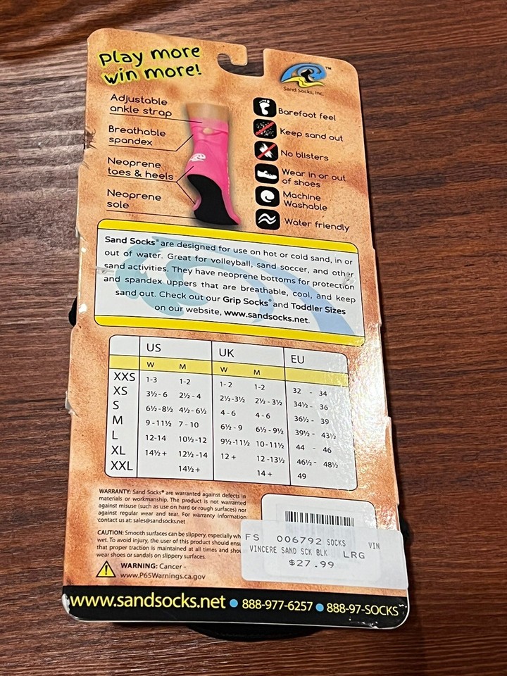 SAND SOCKS Unisex Classic High-Top Sand Socks Beach Sports - Size L 10. ...