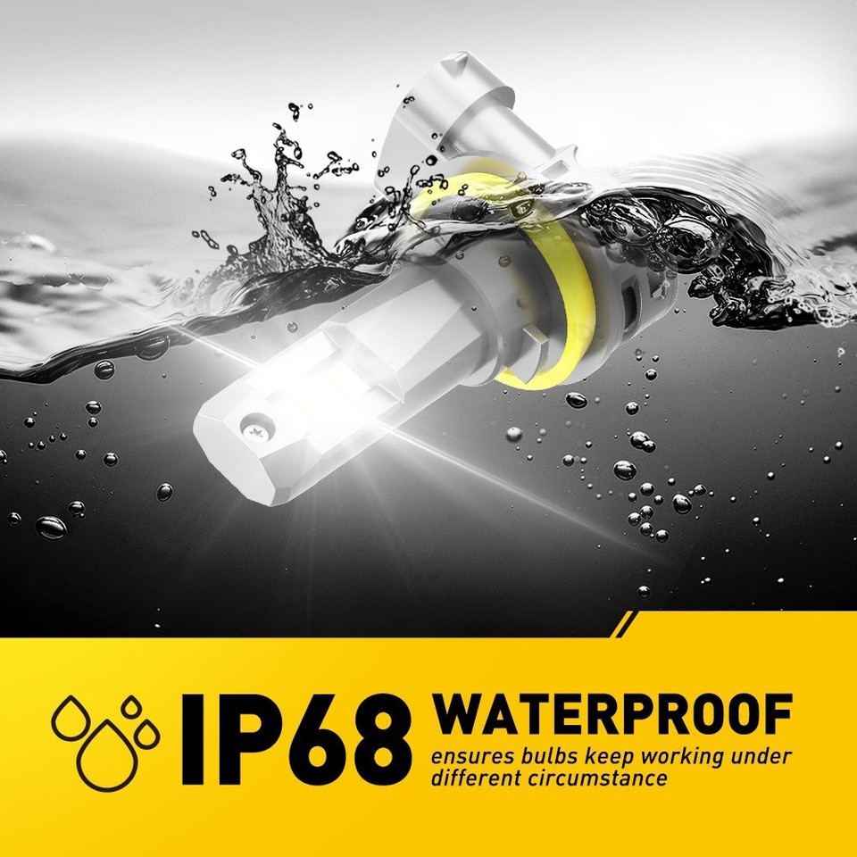 H11 H8 H9 LED Headlight Kit High Low Beam Bulb Super Bright 6500K White ...