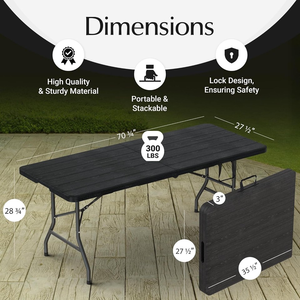Used 3/3.5/4/5.5/6/8 Ft Plastic Folding Table Indoor/Outdoor Dining ...