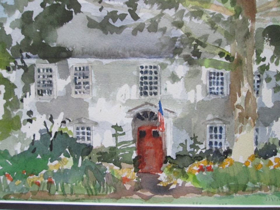 OLIVER WOLCOTT SR HOUSE/ ORIG. W/C/ 17" X 14"/ MATTED / MIMI DAVIS ...