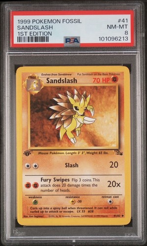 1999 Pokemon 1st Edition Fossil #41 Sandslash PSA 8 Card NM-MINT ...