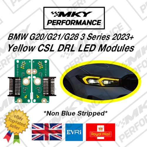 BMW 3 Series CSL Style Yellow Headlights DRL LED Module Set G20 G22 G28 ...