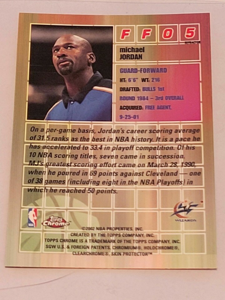 Michael Jordan 2001-02 Topps Chrome Fast&Furious REFRACTOR FF05 mint ...