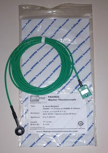 NEW FLUKE / DATAPAQ PA0082C Precision Washer Thermocouple Type K, Quad ...